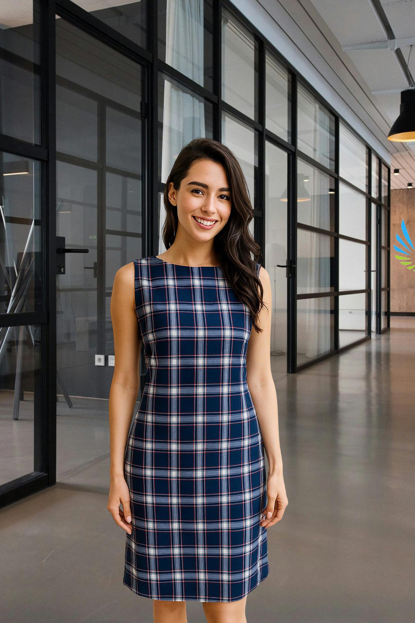 Sleeveless Check Dress - Minsa